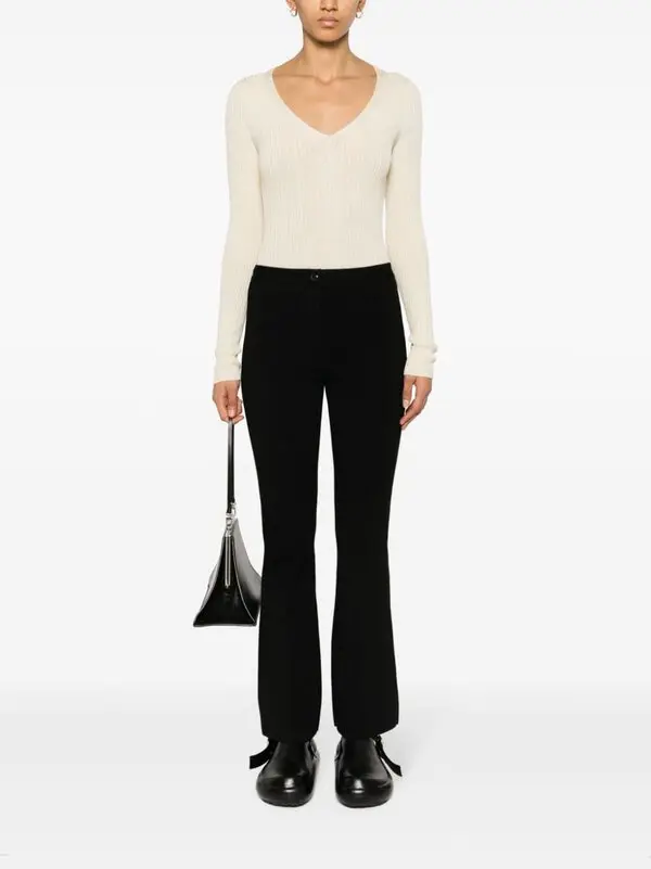 Theory Fine-ribbed V-neck Jumper - Neutrals