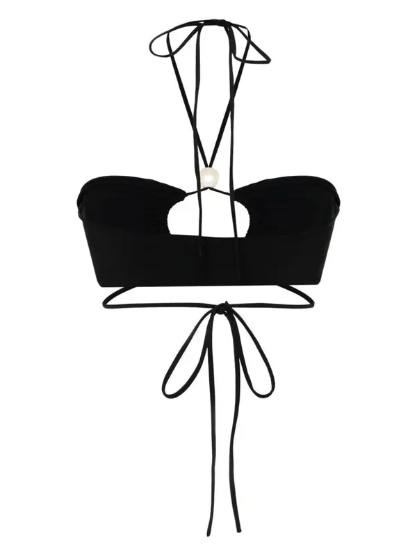 Magda Butrym Pearl-detailed Bandeau Bikini Top - Black