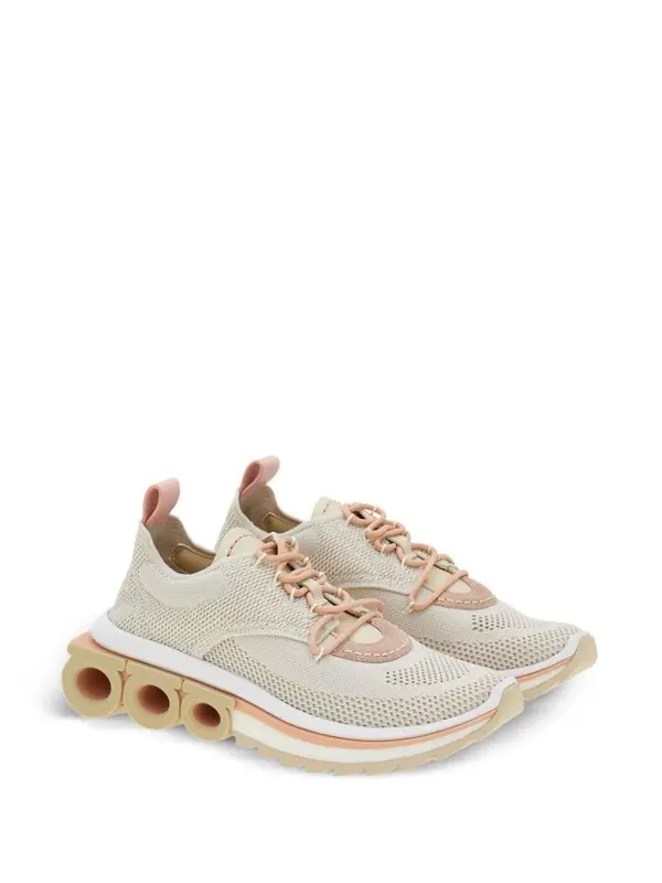 FERRAGAMO Gancini Panelled Sneakers - Grey