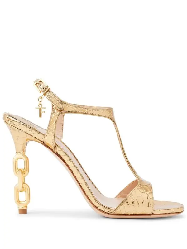 TOM FORD 115mm Chain-heel Leather Sandals