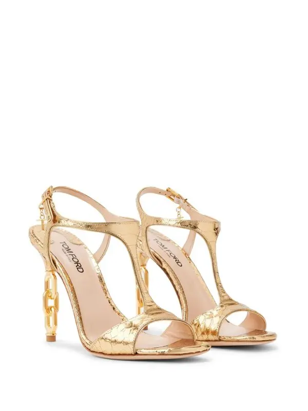 TOM FORD 115mm Chain-heel Leather Sandals