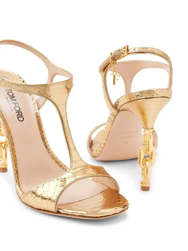 TOM FORD 115mm Chain-heel Leather Sandals