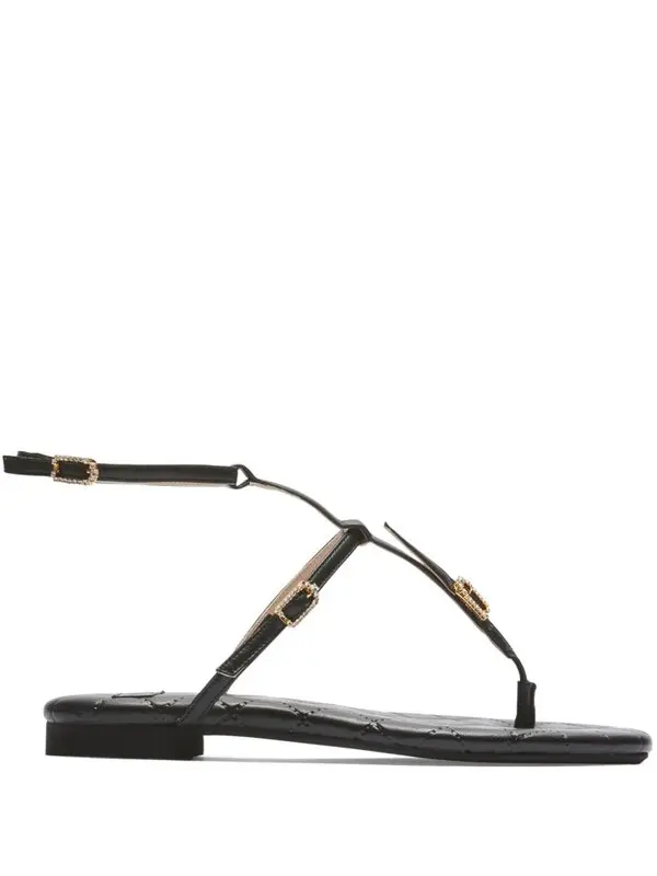 N°21 Crystal-embellished Buckle Leather Sandals