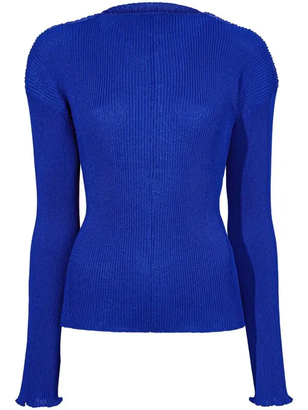 Proenza Schouler Mock-neck Ribbed Sweatshirt - Blue