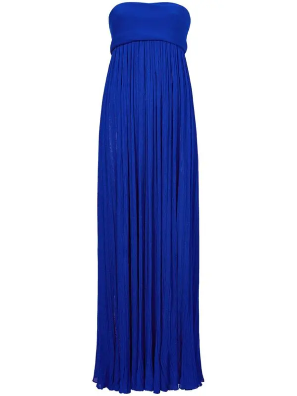 Proenza Schouler Pleated Strapless Maxi Dress In Blue - 65% Off |  Editorialist