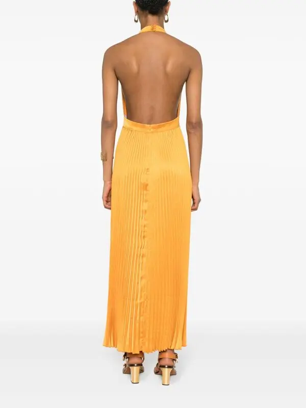 L'IDEE Chateau Pleated Maxi Dress - Orange
