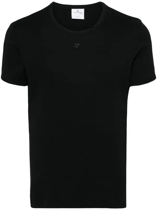 COURREGES Logo-appliqué T-shirt - Black