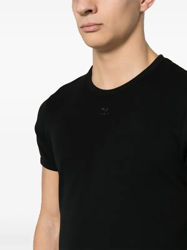 COURREGES Logo-appliqué T-shirt - Black