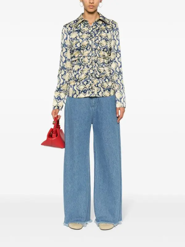 GANNI Snake-print Satin Shirt