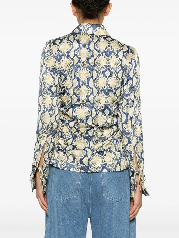 GANNI Snake-print Satin Shirt