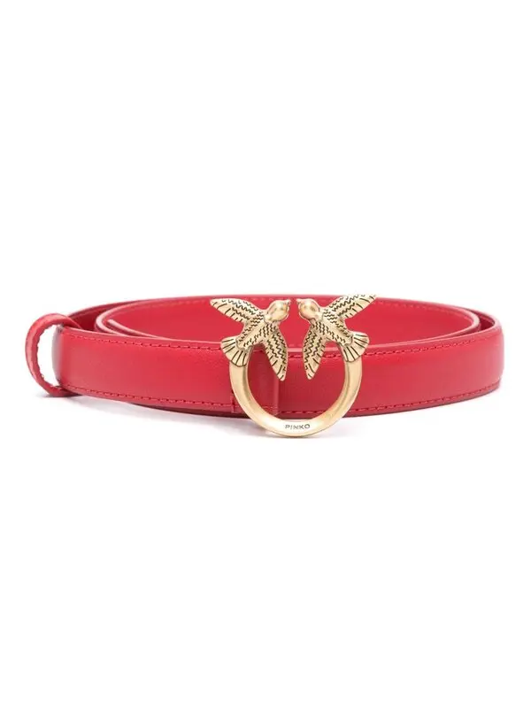 Pinko Love Birds Leather Belt - Red