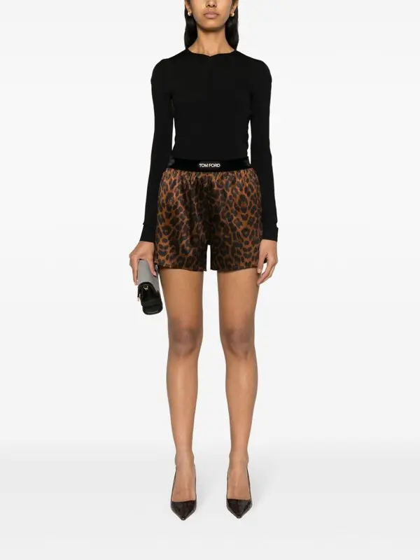 TOM FORD Leopard-print Silk Shorts
