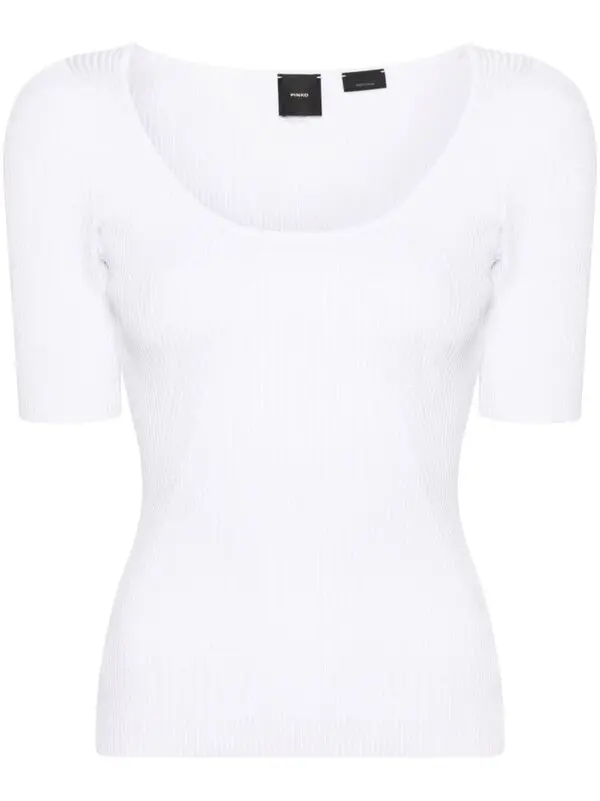 Pinko Embroidered-logo U-neck T-shirt