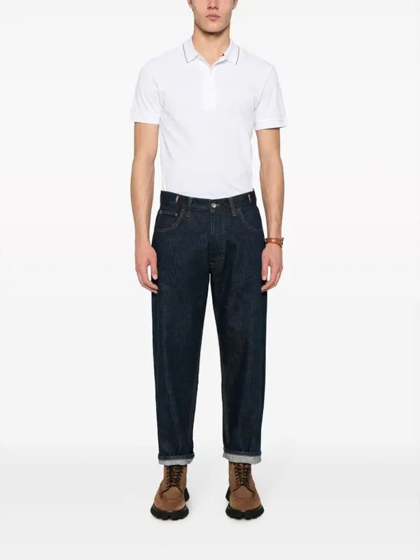BOSS Cotton-piqué Slim-fit Polo Shirt With Collar Stripe - White