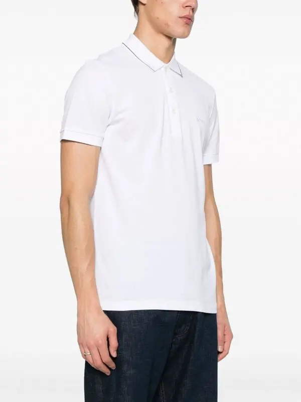 BOSS Cotton-piqué Slim-fit Polo Shirt With Collar Stripe - White