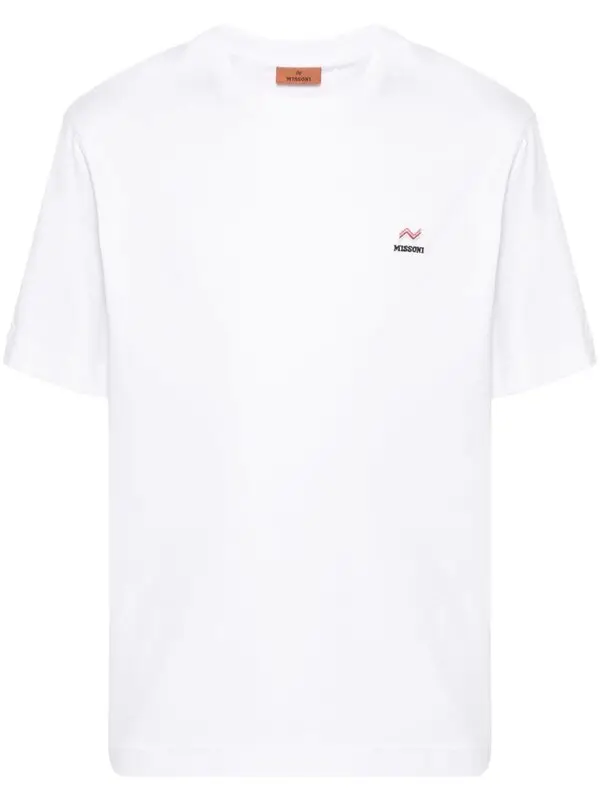 Missoni Crew Neck T-shirt In Cotton With Embroidery And Logo