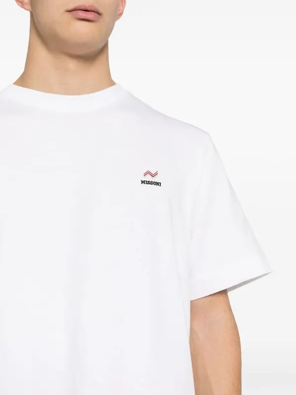 Missoni Crew Neck T-shirt In Cotton With Embroidery And Logo