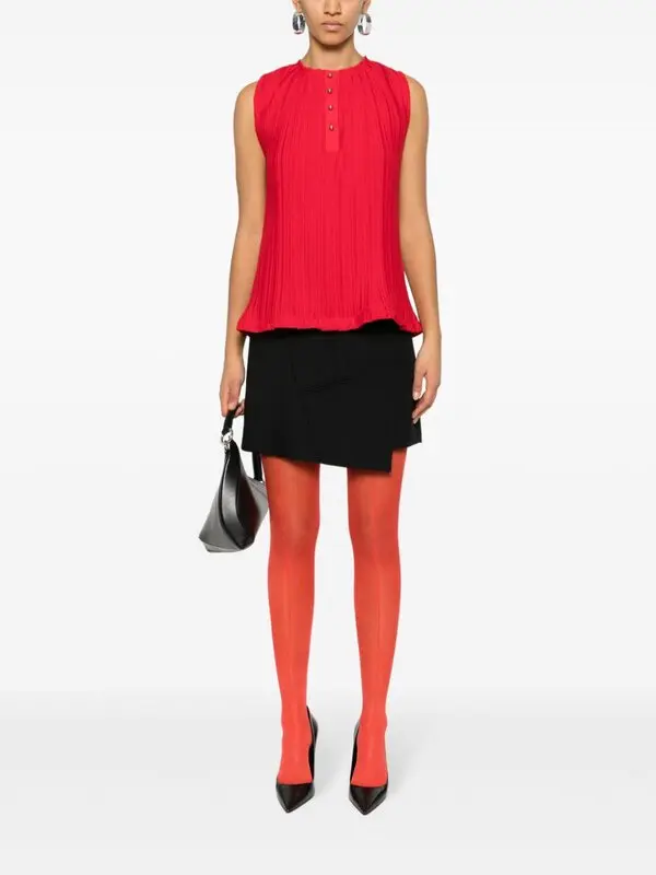 LANVIN Pleated Crepe De Chine Blouse - Red