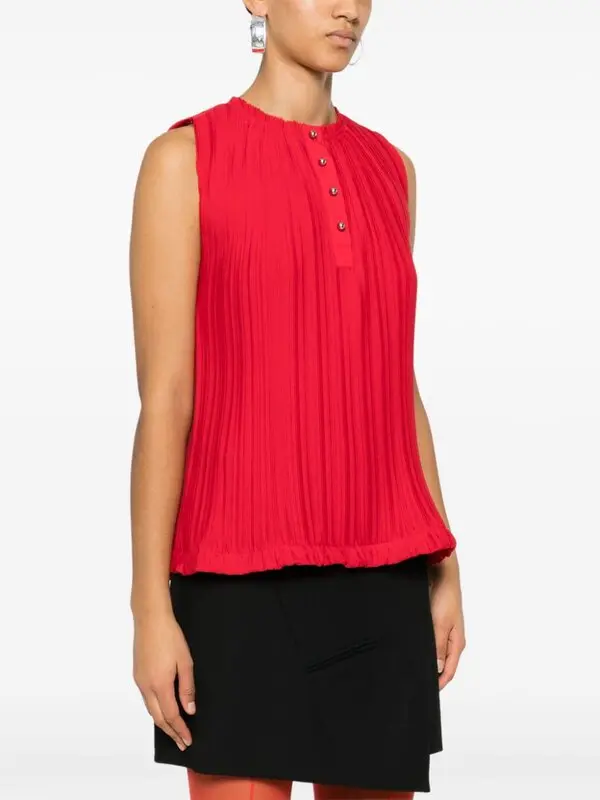 LANVIN Pleated Crepe De Chine Blouse - Red