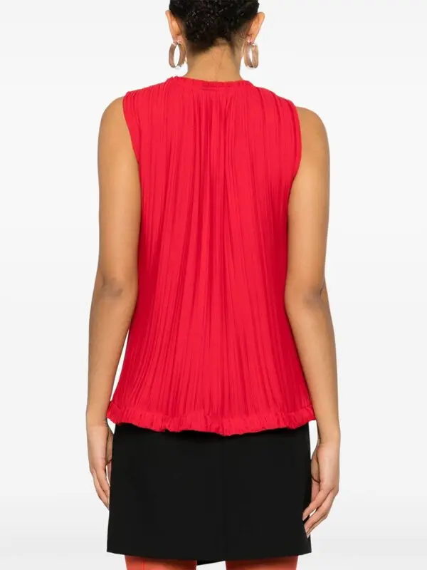 LANVIN Pleated Crepe De Chine Blouse - Red