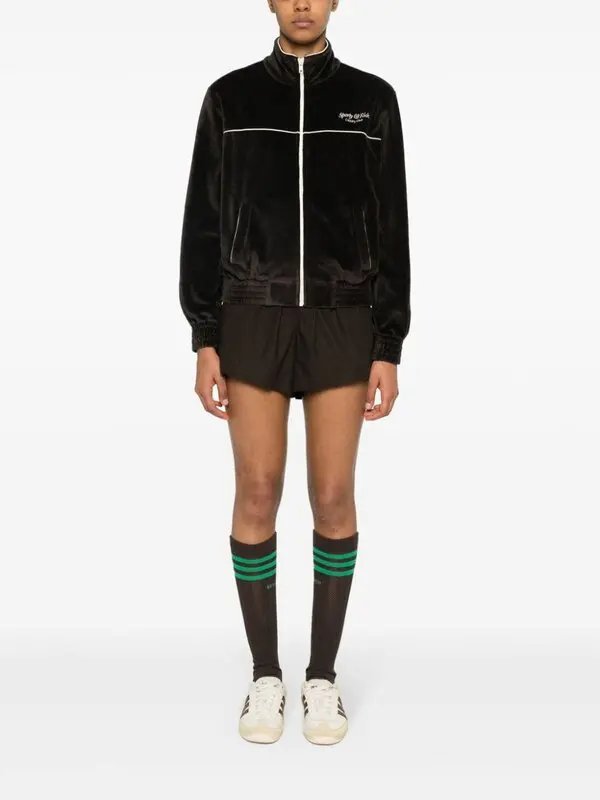 SPORTY & RICH Velour Zip-up Jacket - Brown
