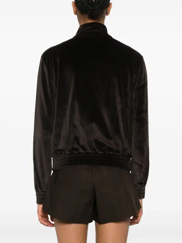 SPORTY & RICH Velour Zip-up Jacket - Brown