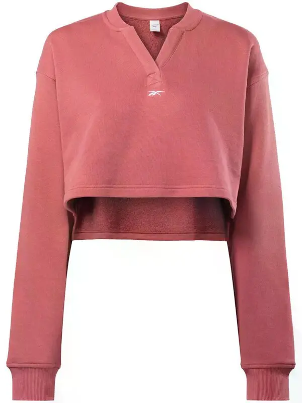 REEBOK Logo-embroidery Cropped Sweatshirt - Pink