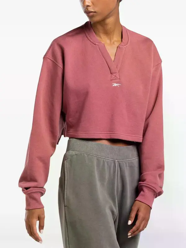 REEBOK Logo-embroidered Cropped Sweatshirt