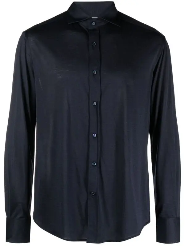 Brunello Cucinelli Long-sleeve Silk-cotton Shirt - Blue