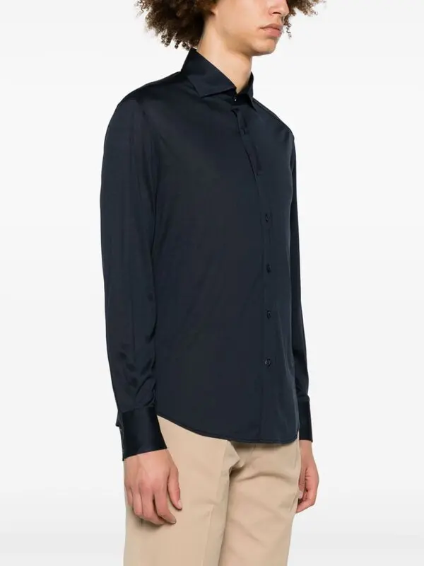 Brunello Cucinelli Long-sleeve Silk-cotton Shirt - Blue
