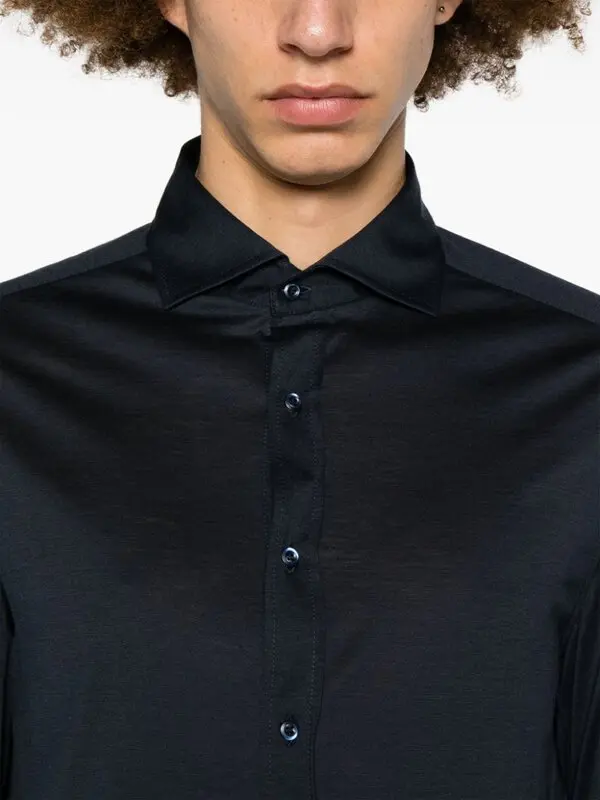 Brunello Cucinelli Long-sleeve Silk-cotton Shirt - Blue