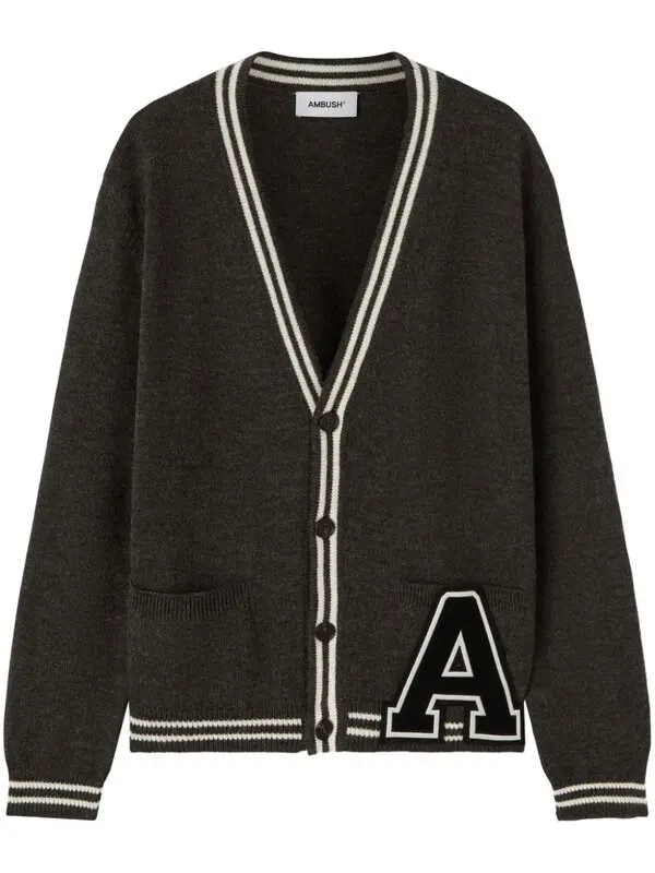 AMBUSH Monogram Appliqué Wool Cardigan