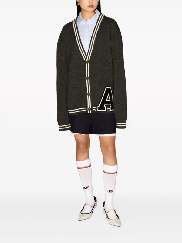 AMBUSH Monogram Appliqué Wool Cardigan