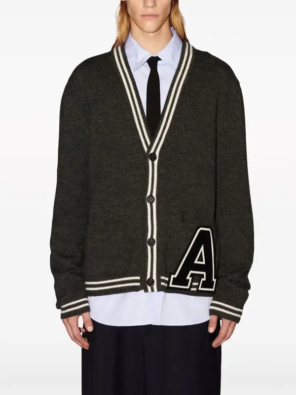 AMBUSH Monogram Appliqué Wool Cardigan
