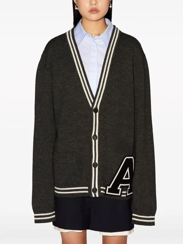 AMBUSH Monogram Appliqué Wool Cardigan