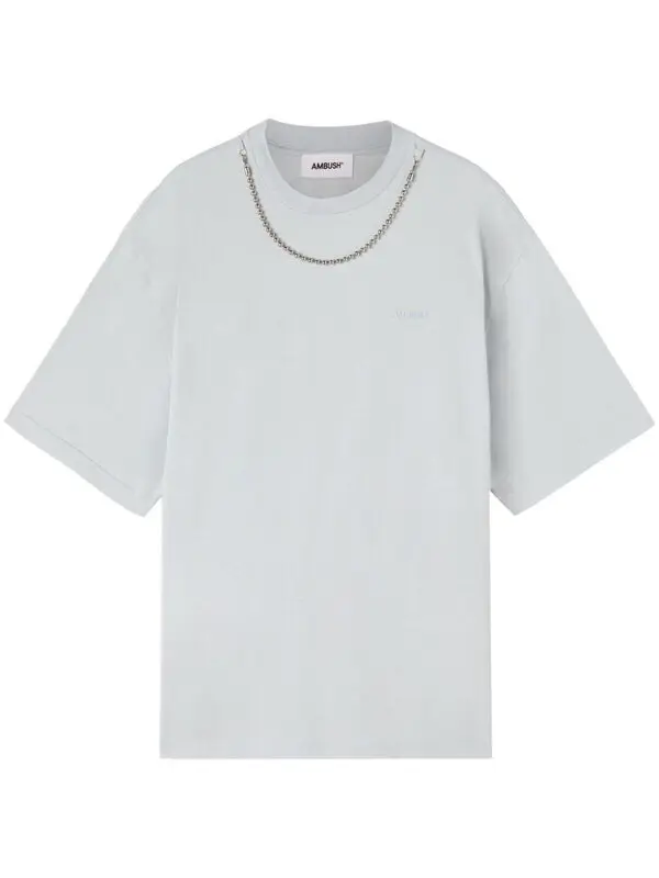 AMBUSH Chain-embellished Organic-cotton T-shirt - Blue