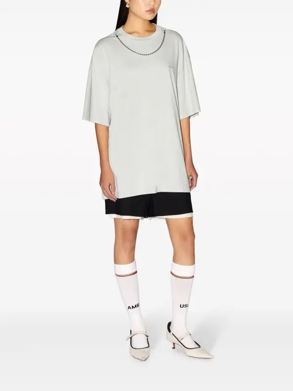 AMBUSH Chain-embellished Organic-cotton T-shirt - Blue