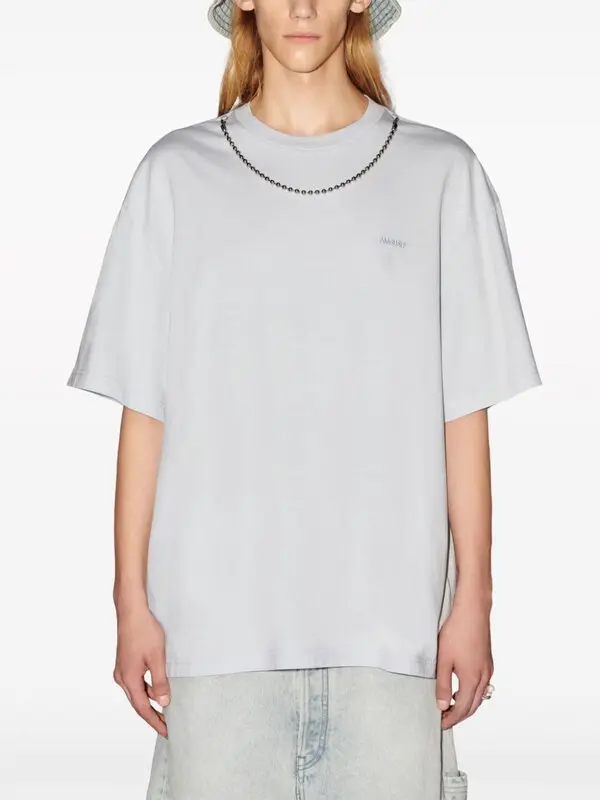 AMBUSH Chain-embellished Organic-cotton T-shirt - Blue