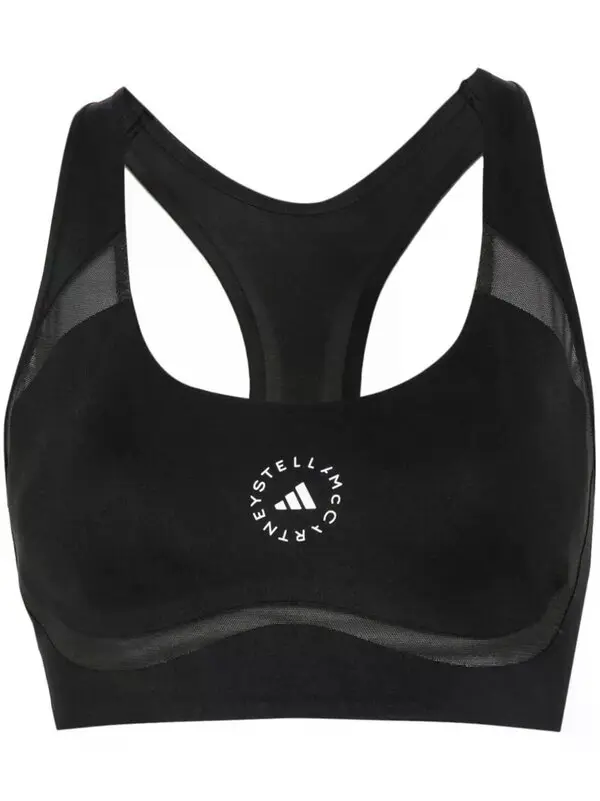 Adidas By Stella McCartney Logo-print Sports Bra - Black