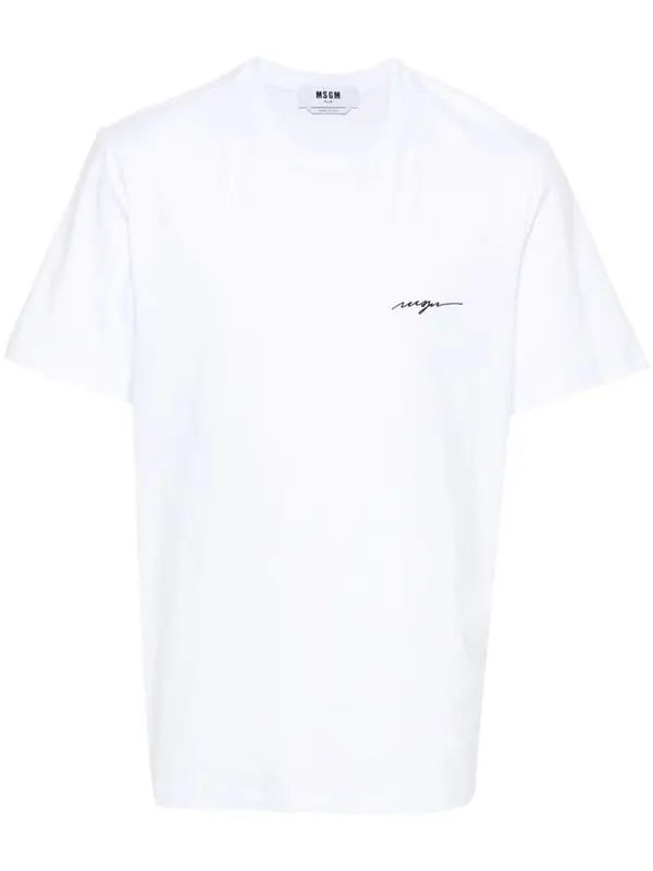 MSGM Embroidered-logo Cotton T-shirt - White