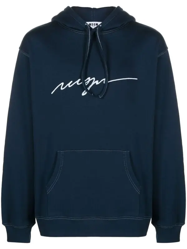 MSGM Embroidered Cotton Hoodie