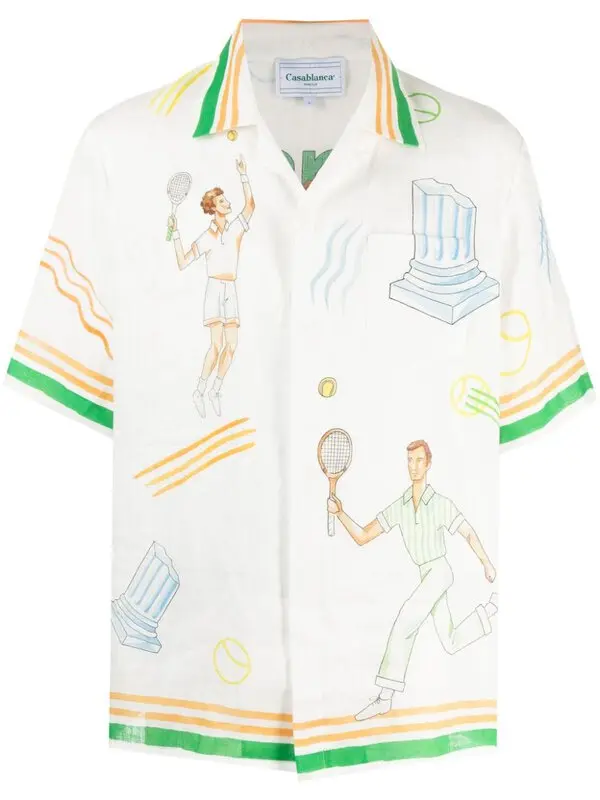 Casablanca Logo-print Linen Shirt - Multicolour