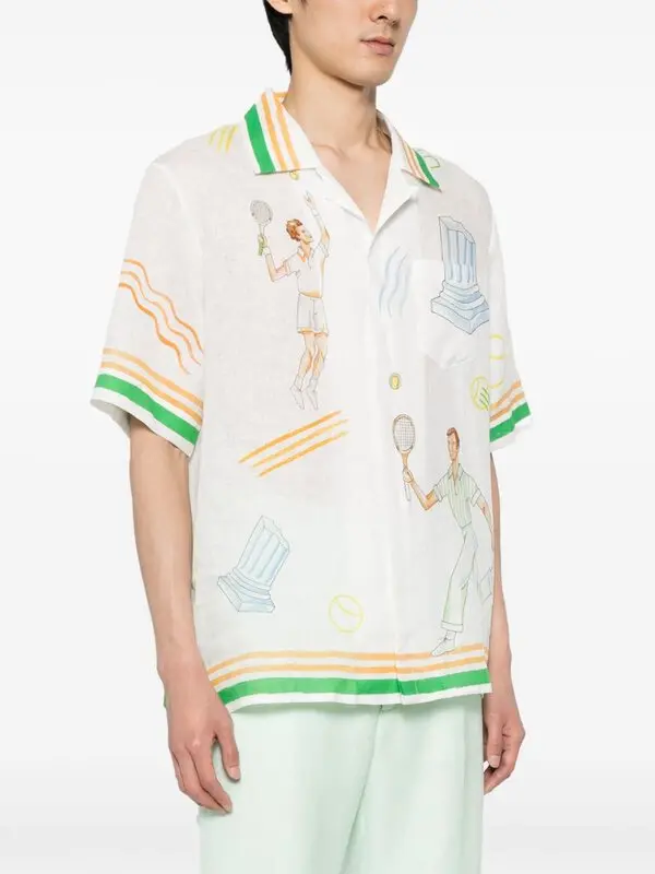 Casablanca Logo-print Linen Shirt - Multicolour