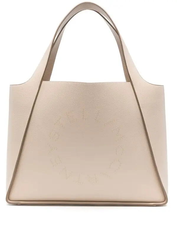 Stella McCartney Logo-studded Faux-leather Tote - Neutrals