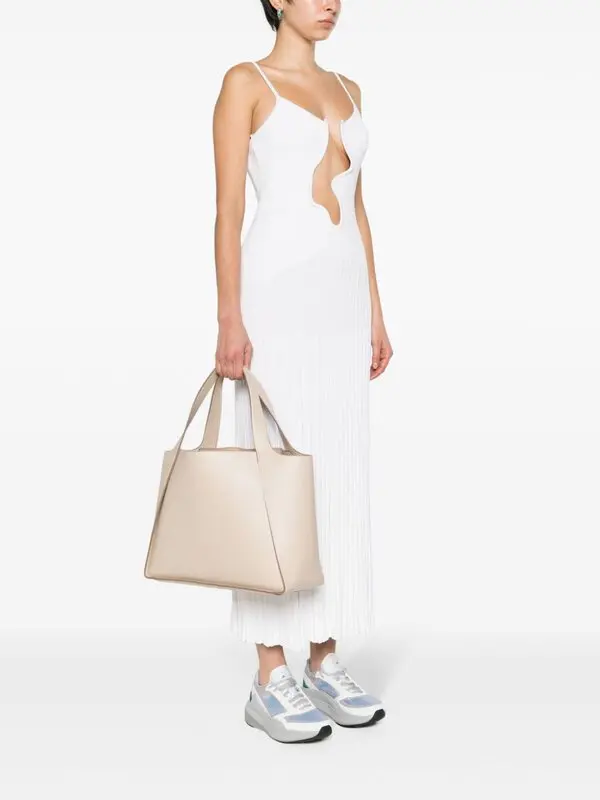 Stella McCartney Logo-studded Faux-leather Tote - Neutrals