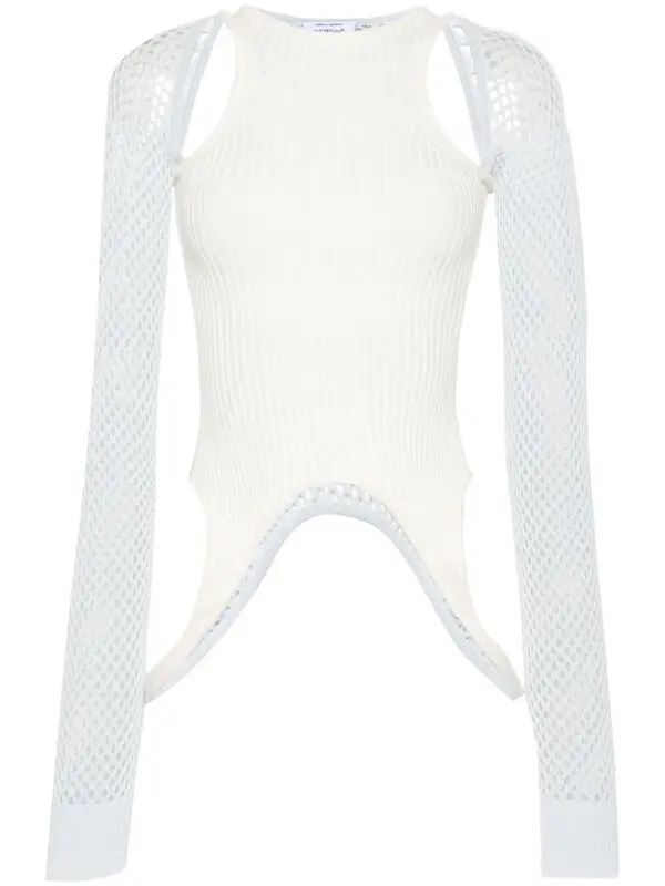 Off-White Racerback Panelled Top - Neutrals