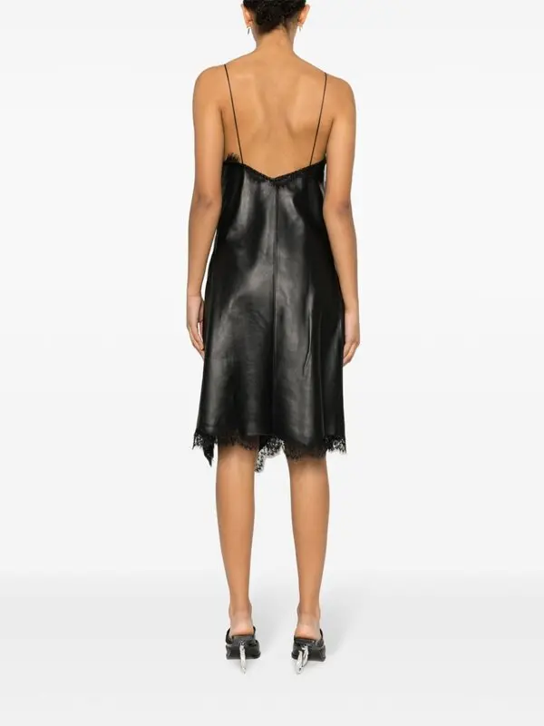 Off-White Lace-trim Leather Dress - Black