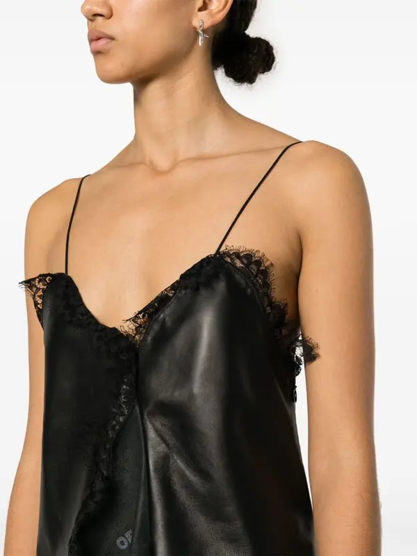 Off-White Lace-trim Leather Dress - Black