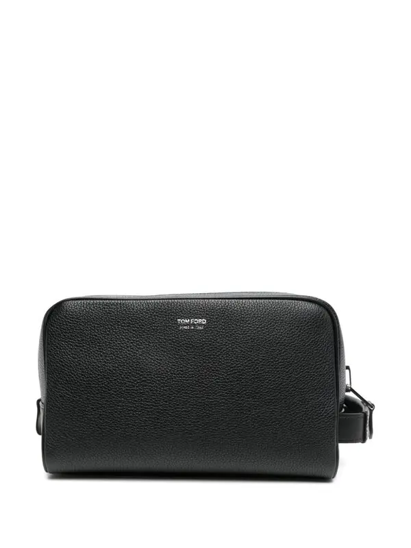 TOM FORD Logo-print Leather Wash Bag - Black