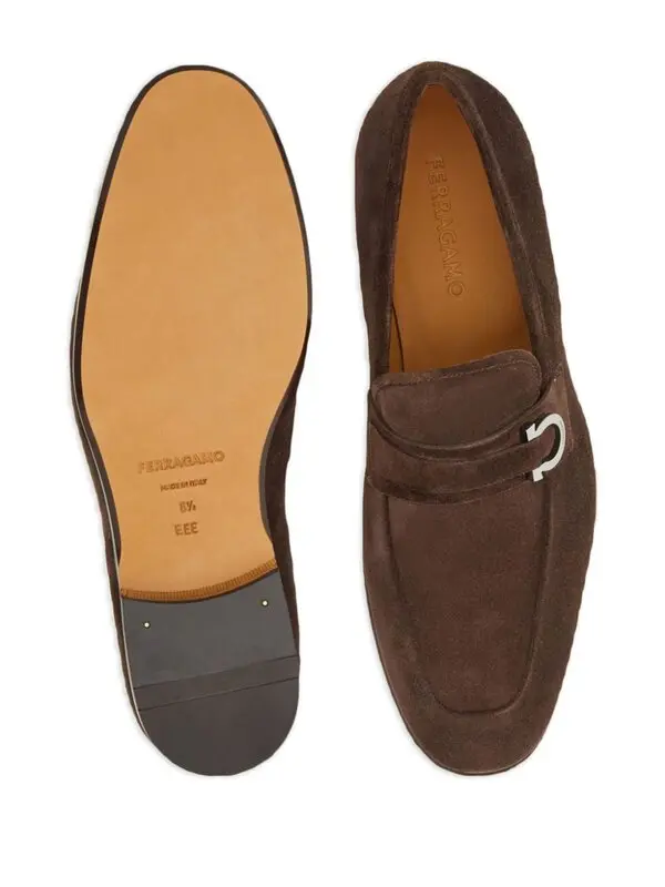 FERRAGAMO Gancini-buckle Leather Loafers - Brown